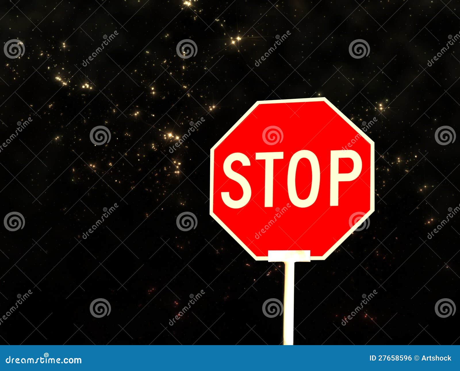 Stop Sign Against Night Sky Stock Illustration - Illustration of color ...
