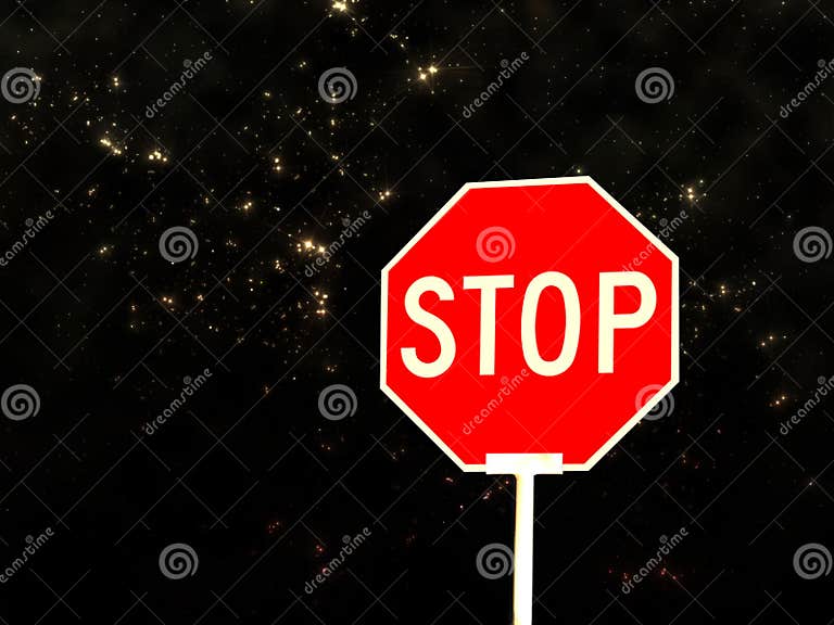Stop Sign Against Night Sky Stock Illustration - Illustration of color ...
