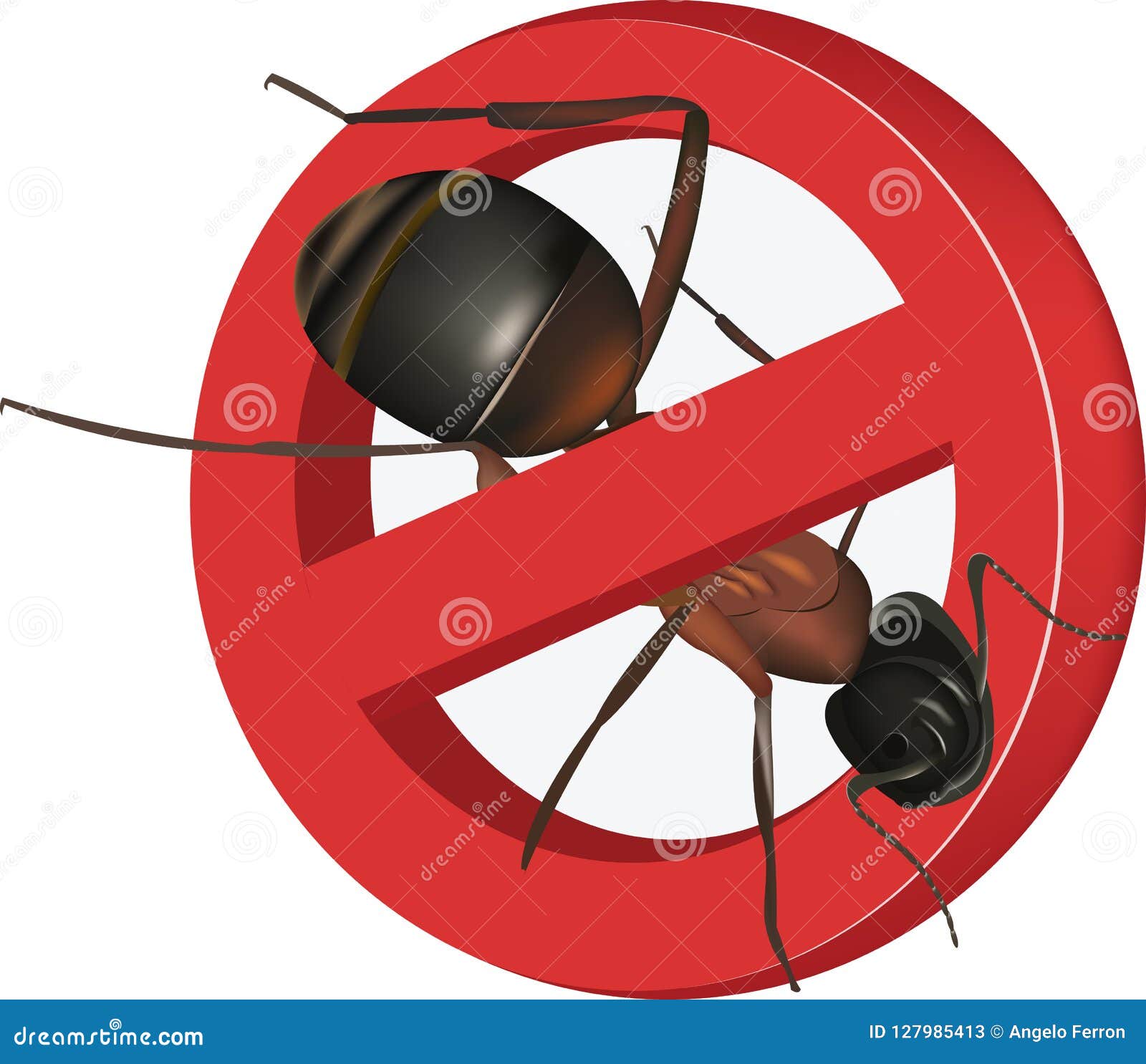 Stop sign with ant stock vector. Illustration of brown - 127985413