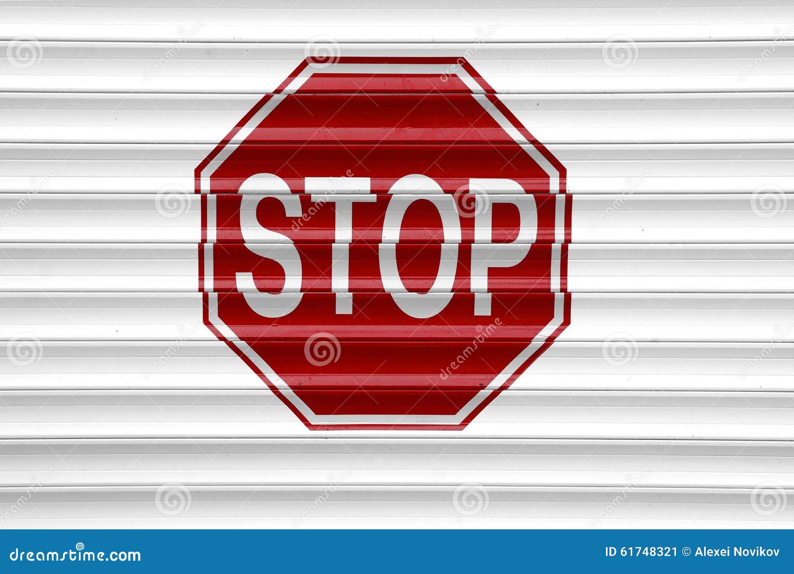 Stop Sign on the Automatic Aluminum Garage Gate Stock Image - Image of ...
