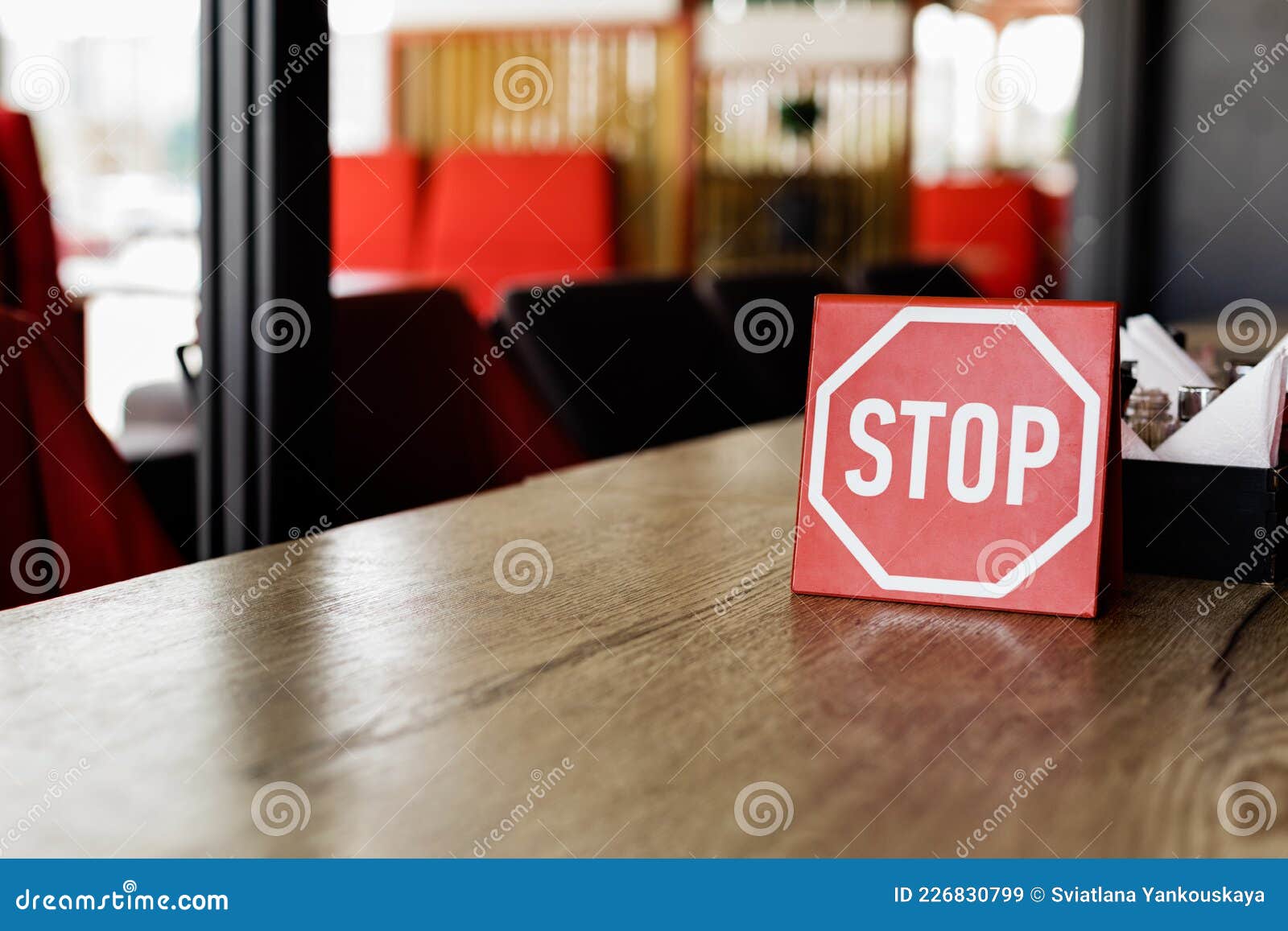 The Stop Sign is on the Bar Counter in the Cafe Stock Image - Image of ...