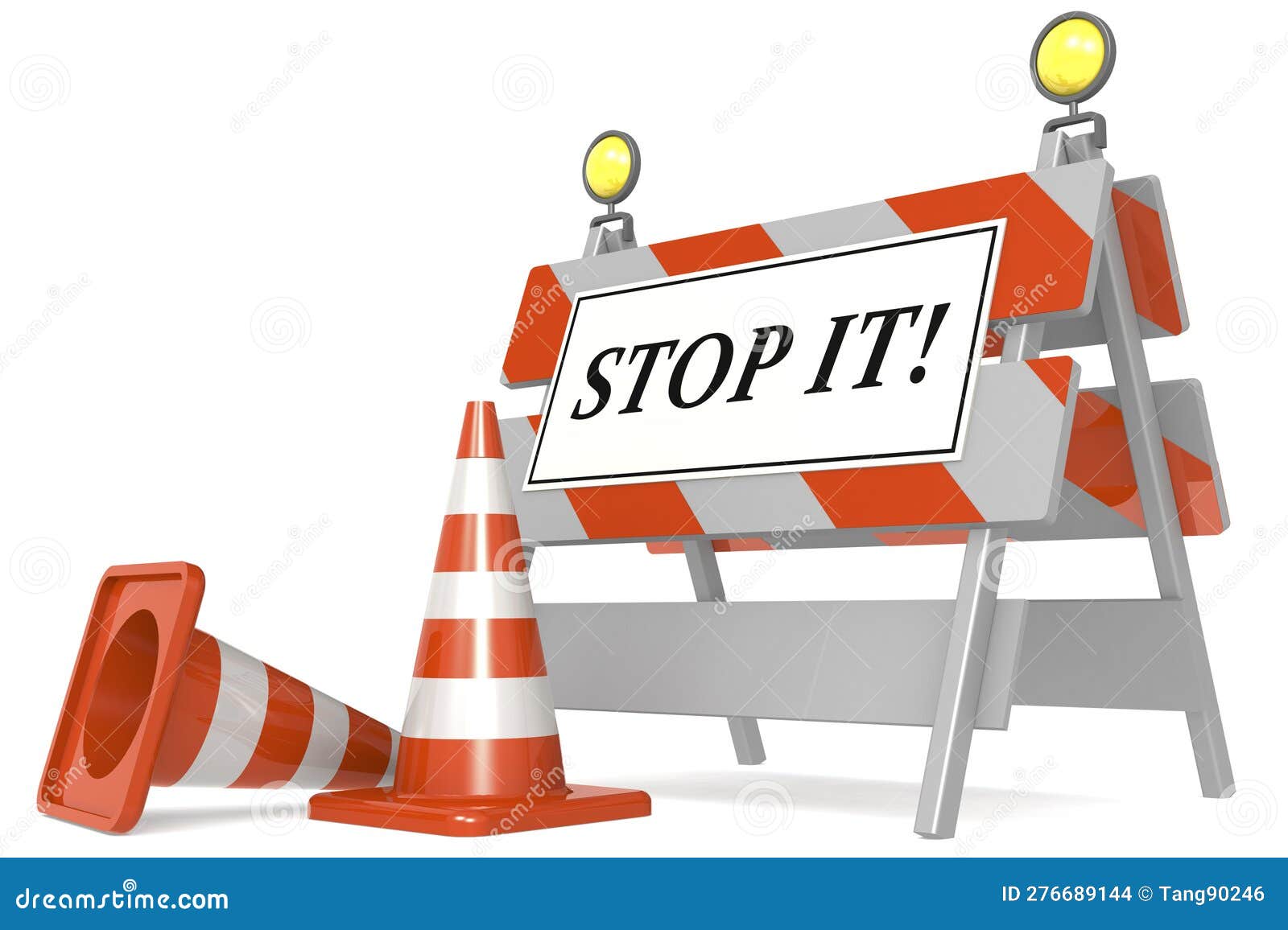 Stop it Sign on Barricade and Traffic Cones Stock Illustration ...