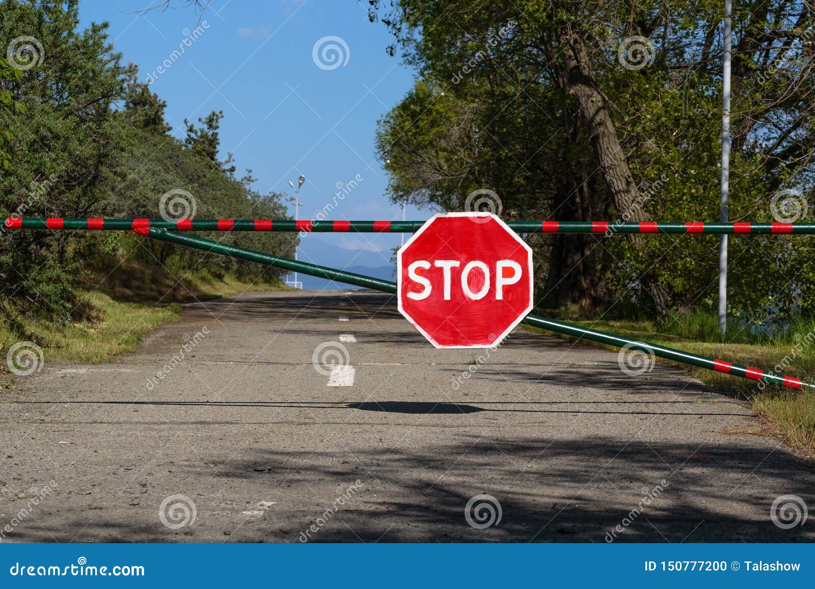Stop Sign on the Barrier in the Daytime Stock Photo - Image of context ...