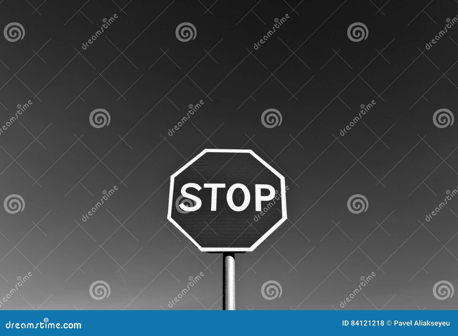 Stop Sign in Black and White Stock Photo - Image of monochrome, color ...