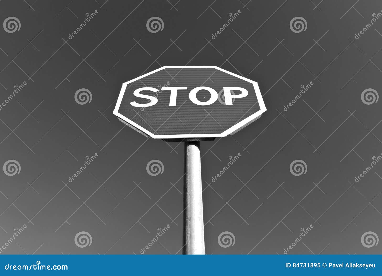 Stop Sign in Black and White Stock Image - Image of angle, english ...