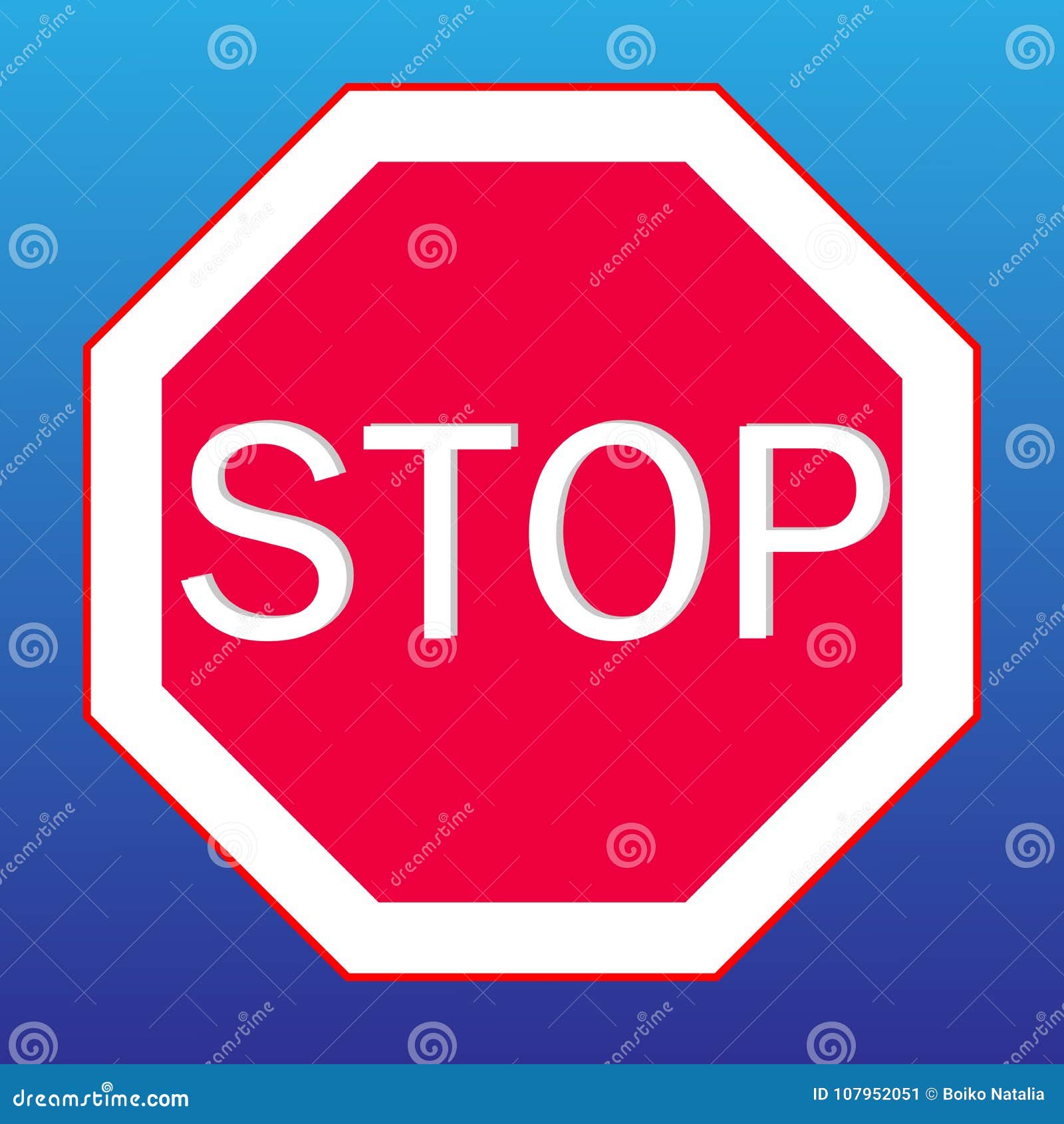 Stop Sign on a Blue Background Stock Vector - Illustration of ...