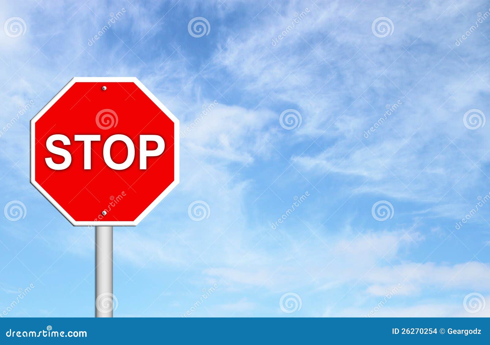 Stop sign with blue sky stock illustration. Illustration of highway ...