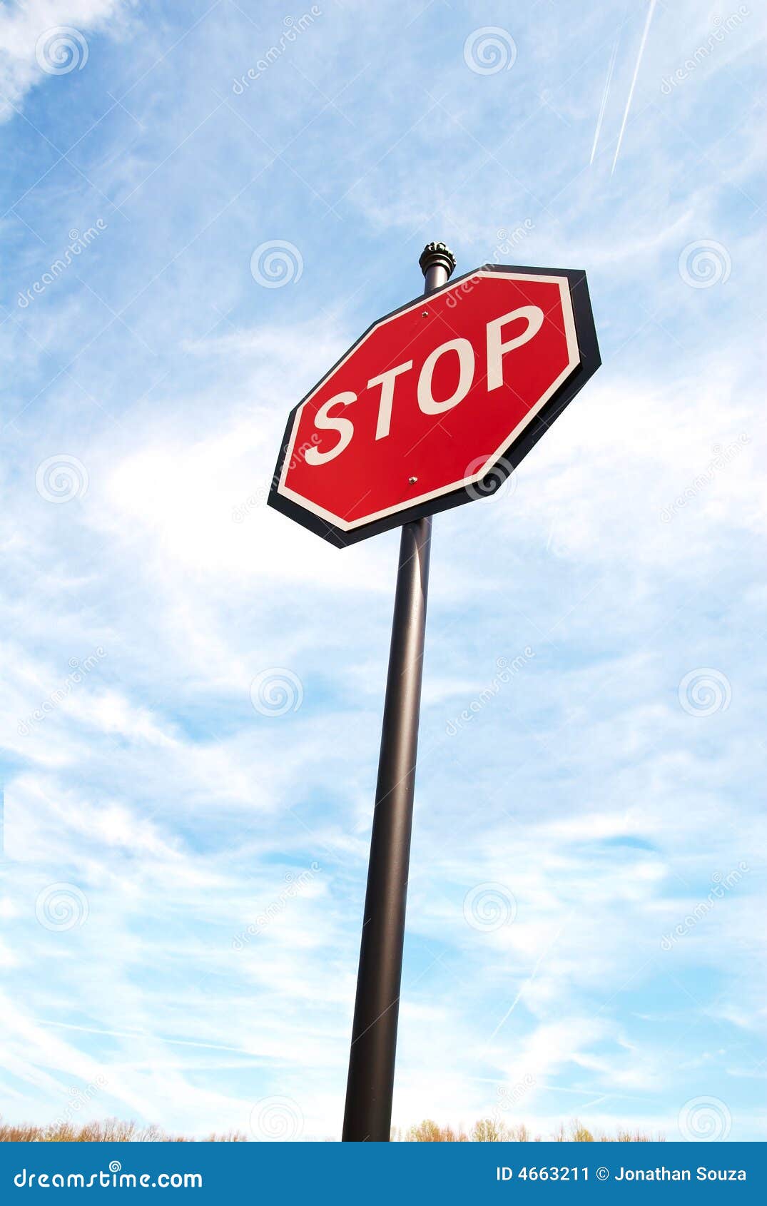 Stop sign on blue sky stock image. Image of signage, roadsign - 4663211