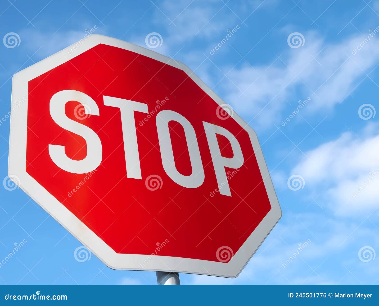 Stop Sign with Blue Sky and Clouds Stock Photo - Image of move, object ...