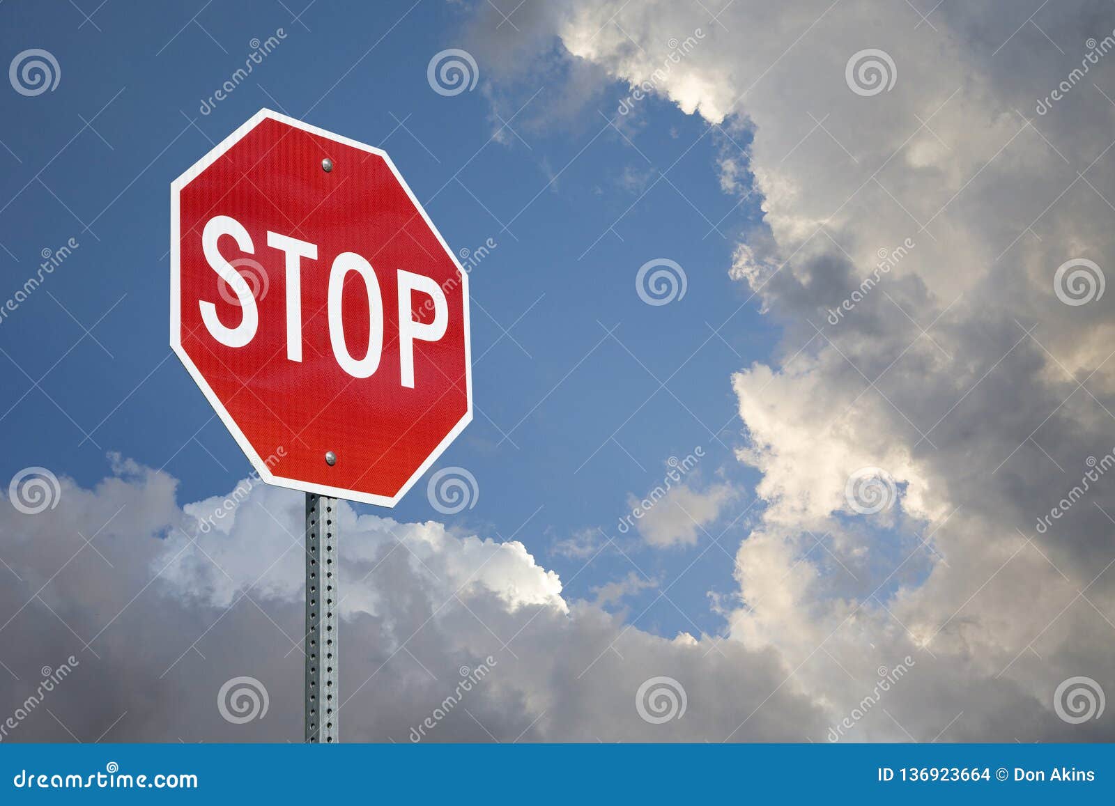 Stop Sign with Blue Sky and Storm Clouds Stock Photo - Image of blue ...