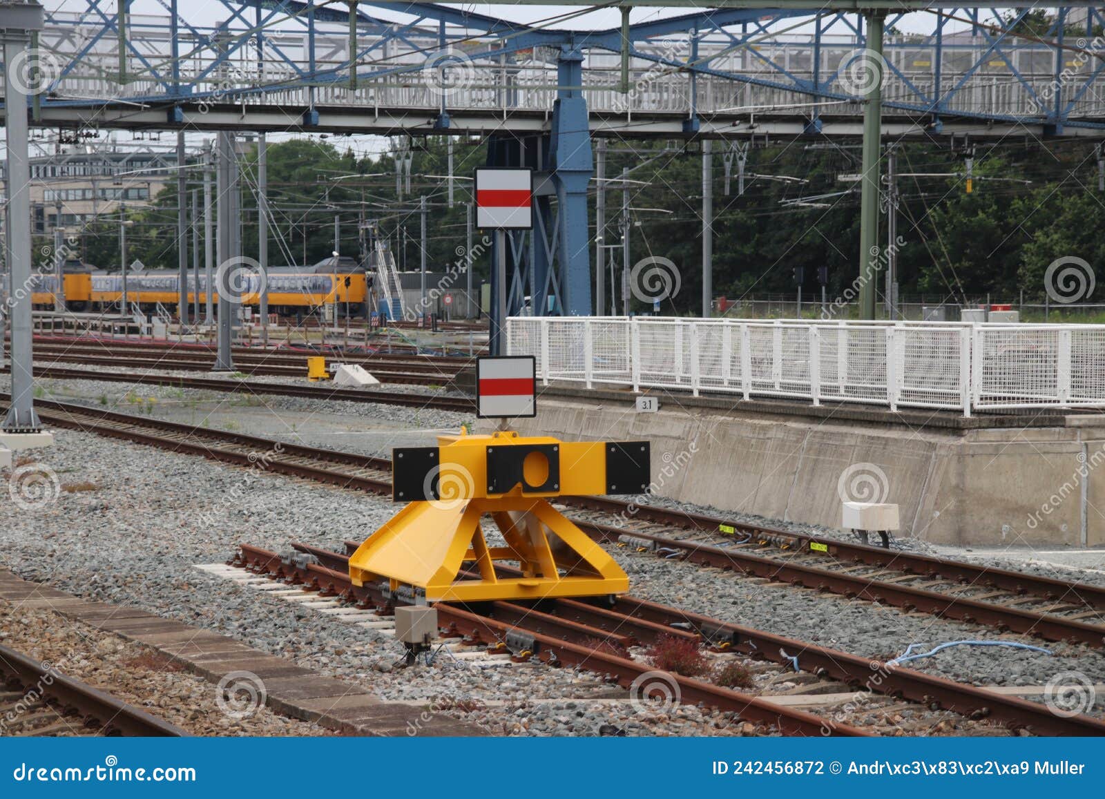 Stop Sign and Buffer Block on a Track at the Station of Zwolle ...