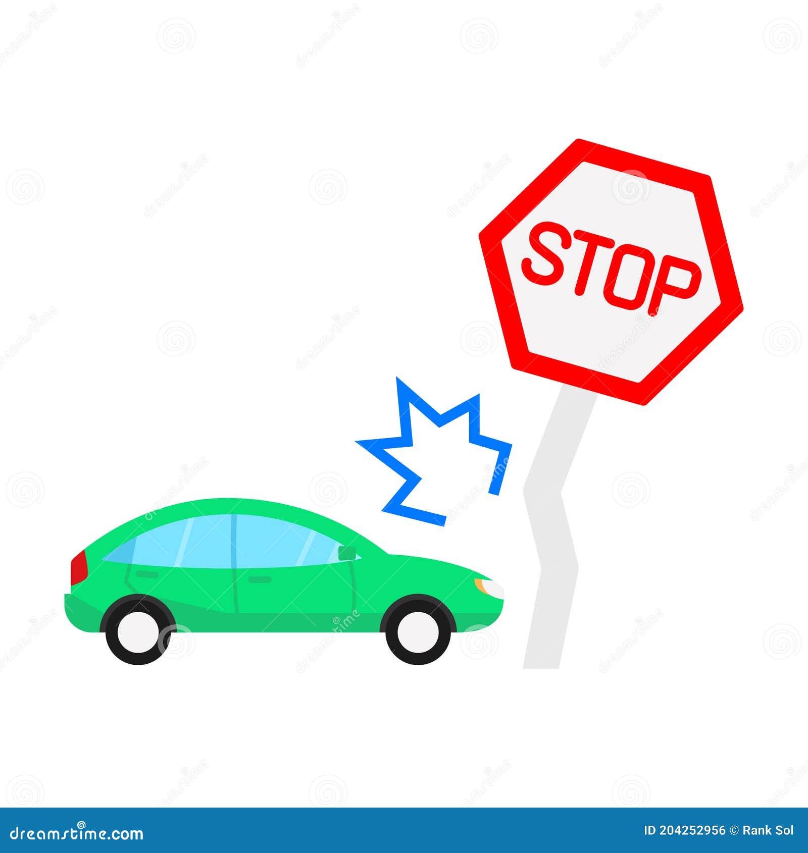 Stop Sign with Car Accident Isolated Vector Icon that Can Be Easily ...