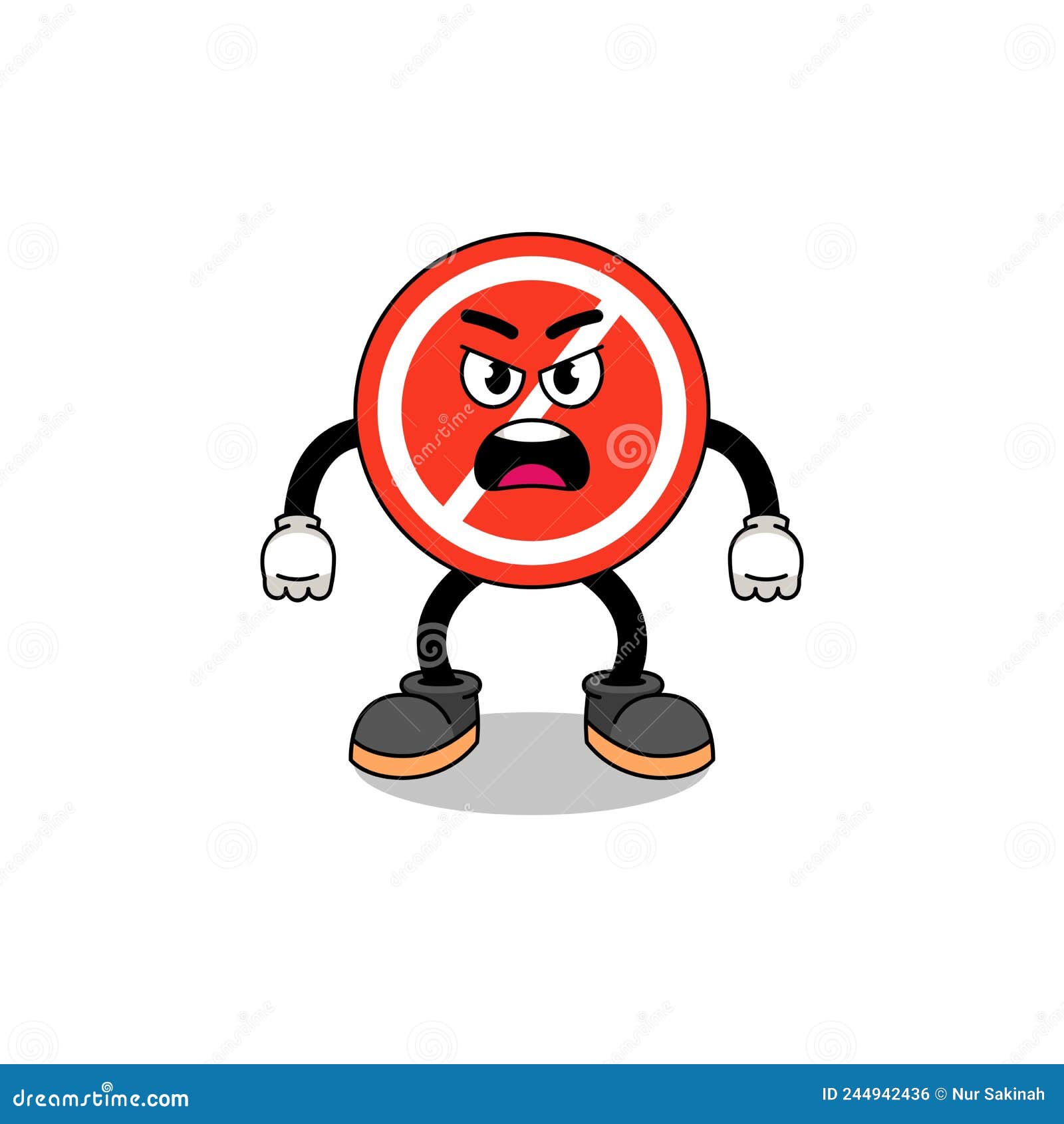Stop Sign Cartoon Illustration with Angry Expression Stock Vector ...