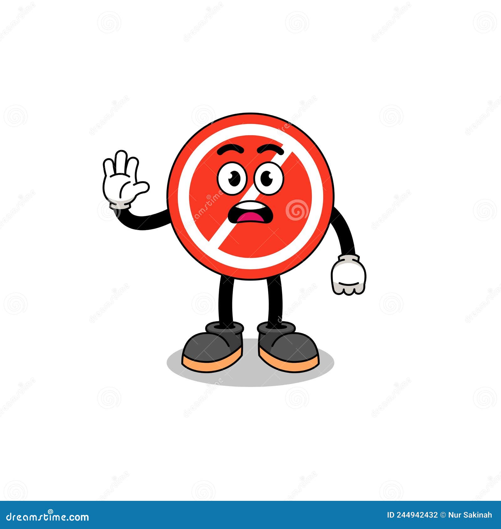 Stop Sign Cartoon Illustration Doing Stop Hand Stock Vector ...