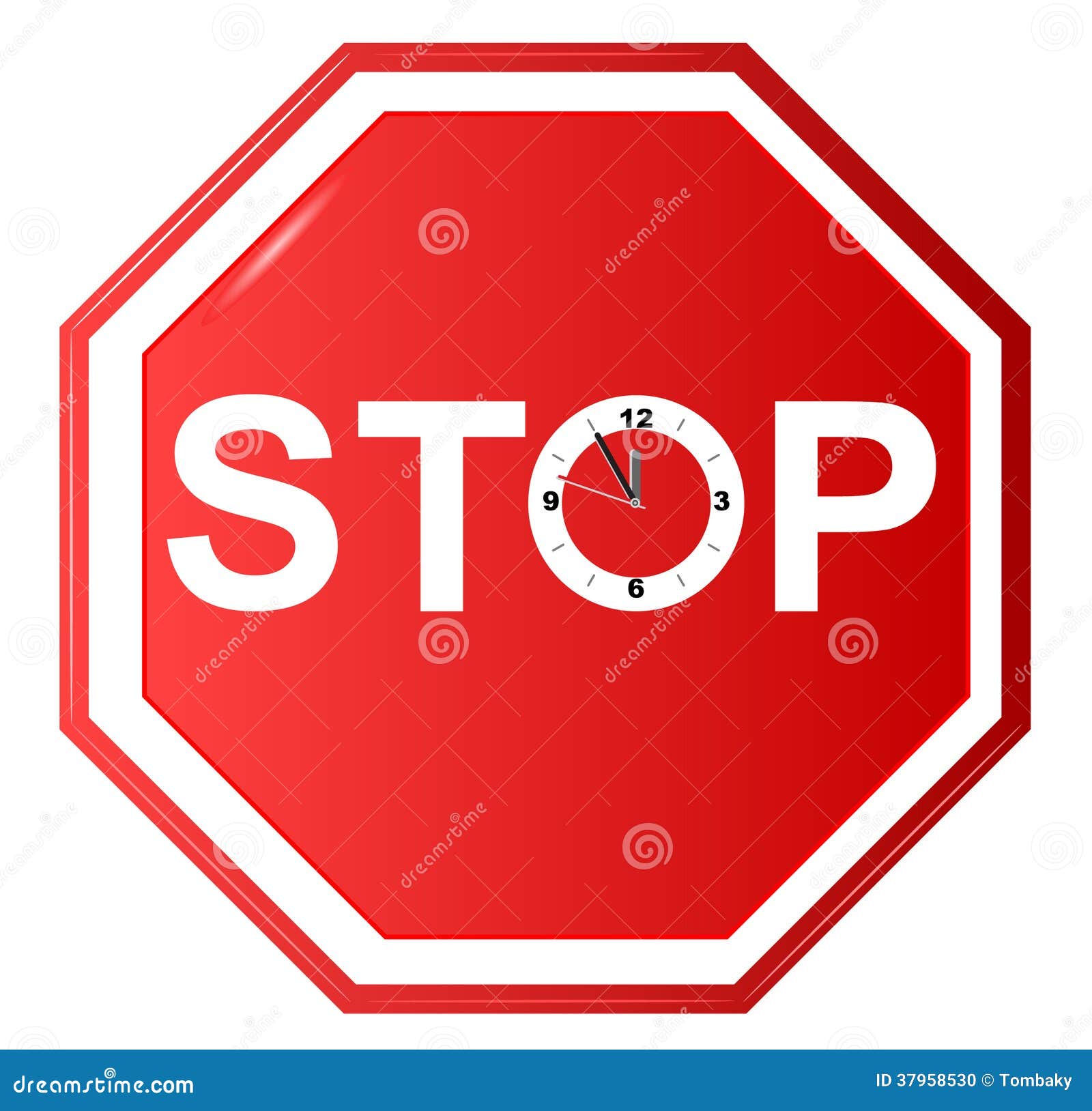 Stop sign with clock stock vector. Illustration of single - 37958530
