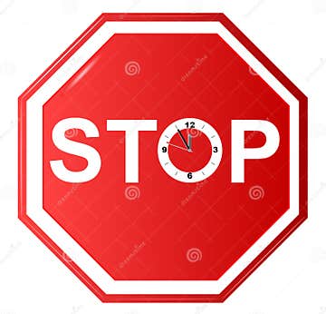 Stop sign with clock stock vector. Illustration of single - 37958530