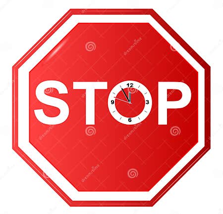 Stop sign with clock stock vector. Illustration of single - 37958530
