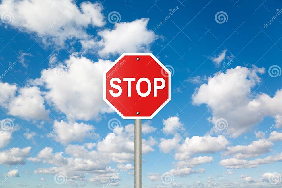 STOP Sign on Clouds in Sky Collage Stock Photo - Image of blue, heaven ...