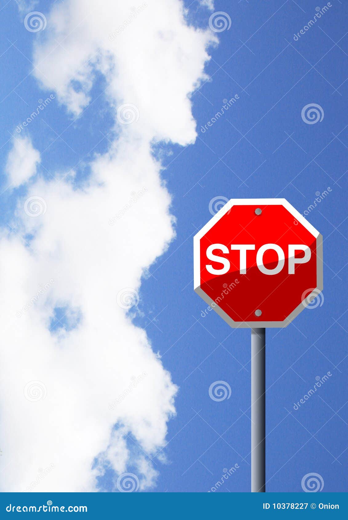 Stop sign with cloudy sky stock illustration. Illustration of space ...