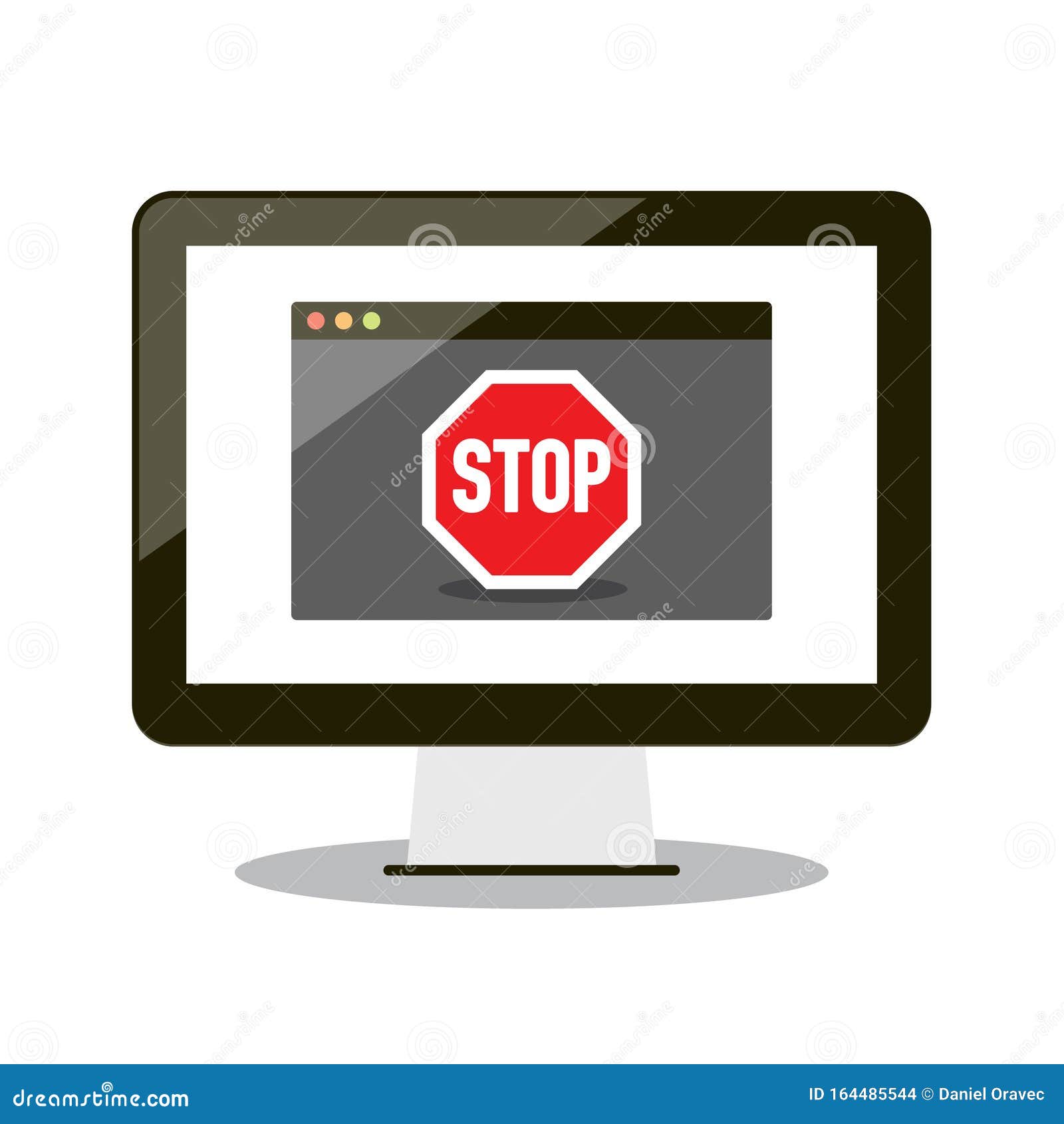 Stop Sign on Computer Screen. Internet Security Concept Stock Vector ...