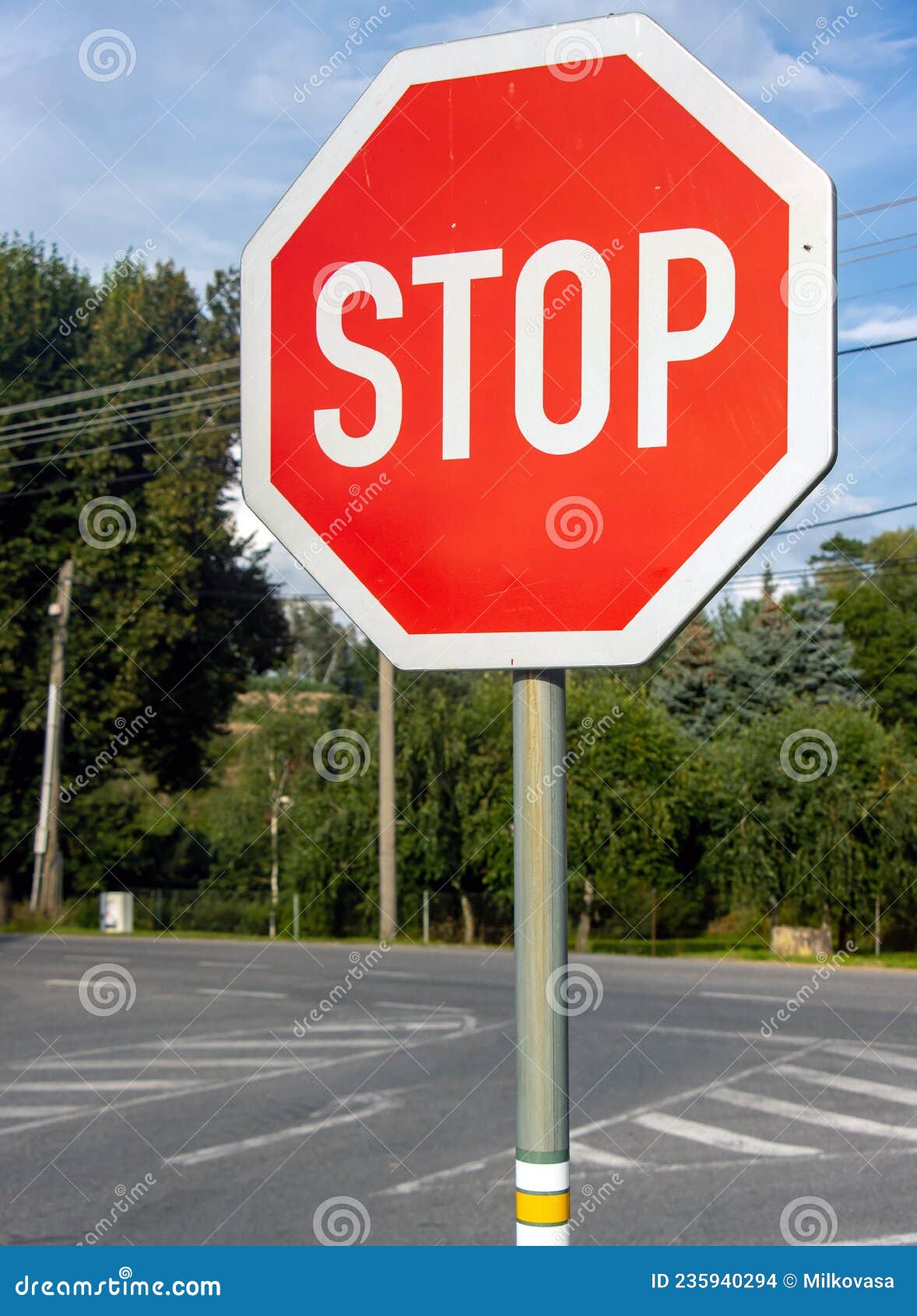 Stop Sign in Front of an Intersection Stock Photo - Image of halt ...
