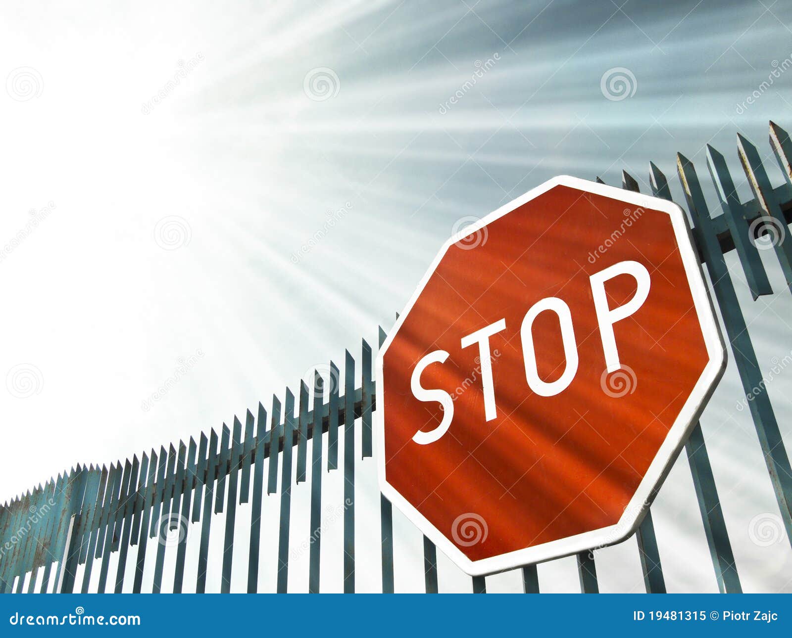 Stop sign on the gate stock image. Image of global, quit - 19481315