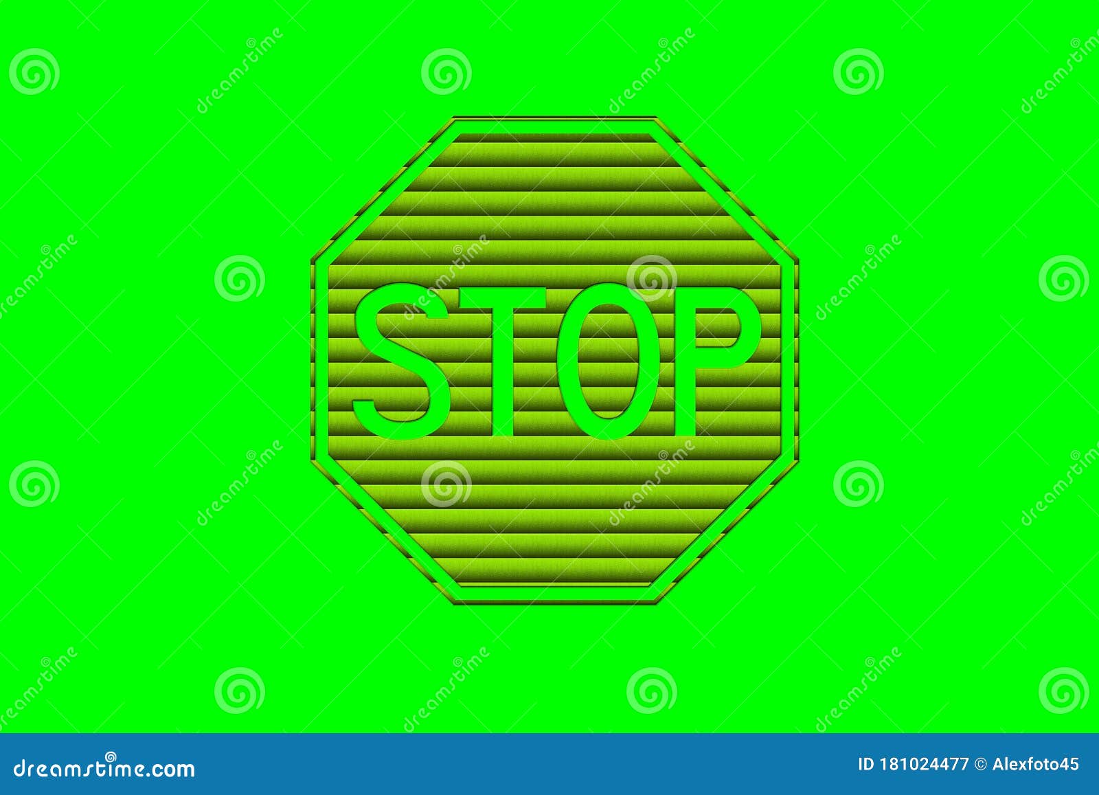 Stop Sign on a Green Background Stock Illustration - Illustration of ...