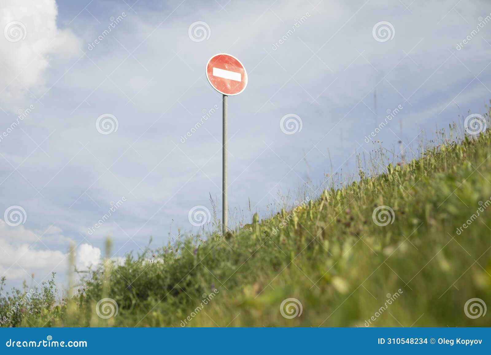 Stop Sign on Green Mountain. Traffic Restriction Road Sign Stock Photo ...