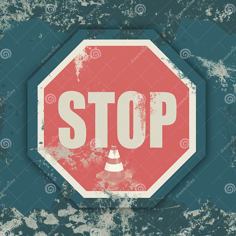 Stop Sign on Grunge Background Stock Illustration - Illustration of ...