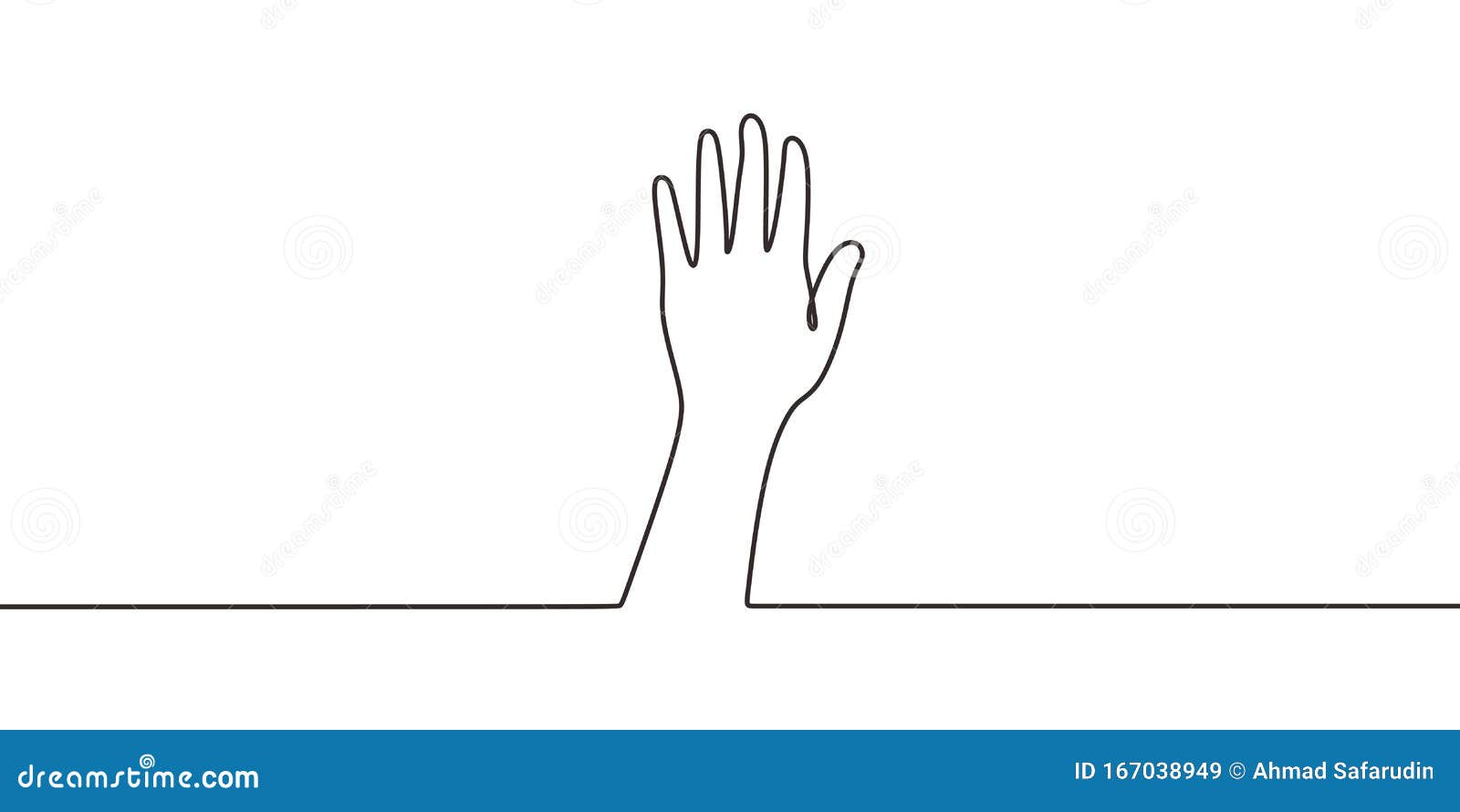 Stop Sign with Hand Continuous One Line Drawing Stock Vector ...