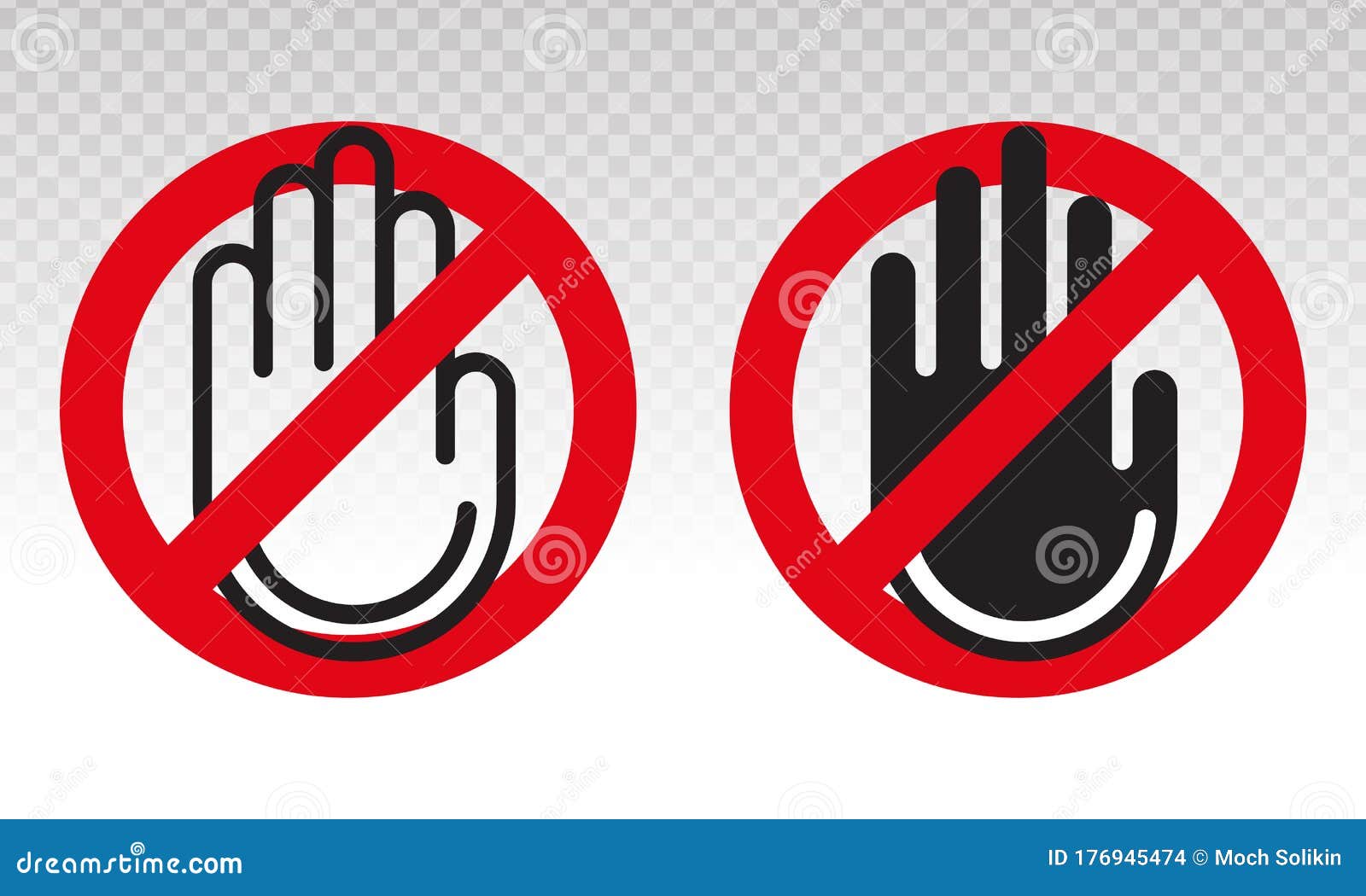 Stop Sign with Hand / Palm Flat Icons for Apps and Websites Stock ...