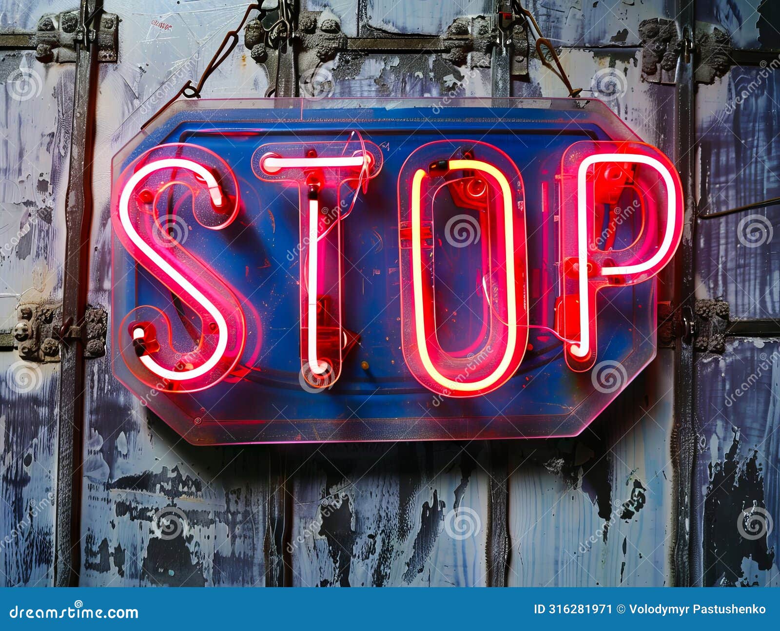 A Stop Sign Hanging on a Wall Stock Image - Image of illuminate ...