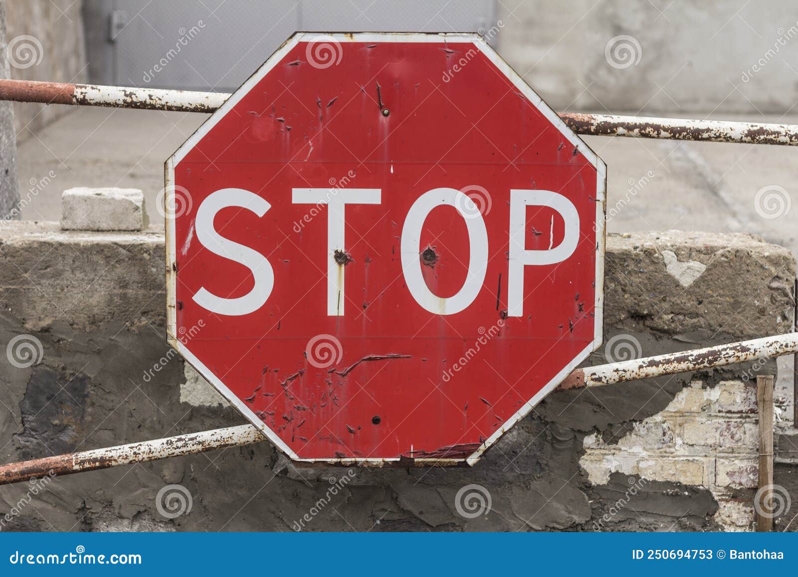 Stop Sign on the Highway, No Passage. Checkpoint Stock Image - Image of ...