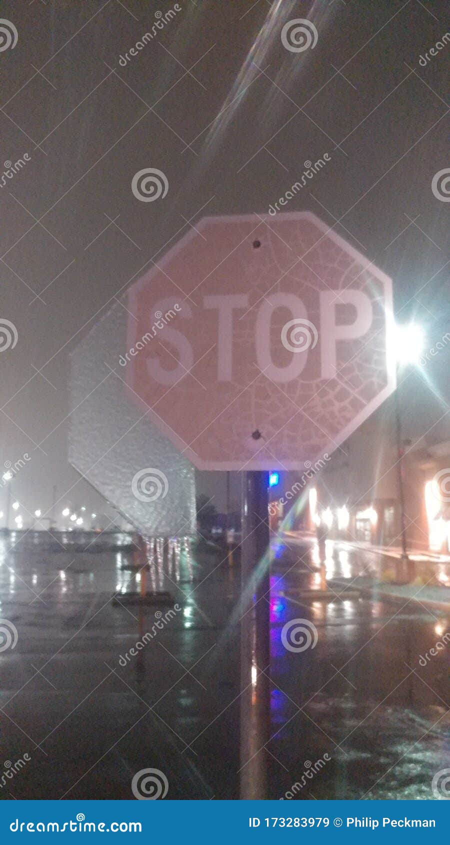 Stop sign ice glare lights stock image. Image of lights - 173283979