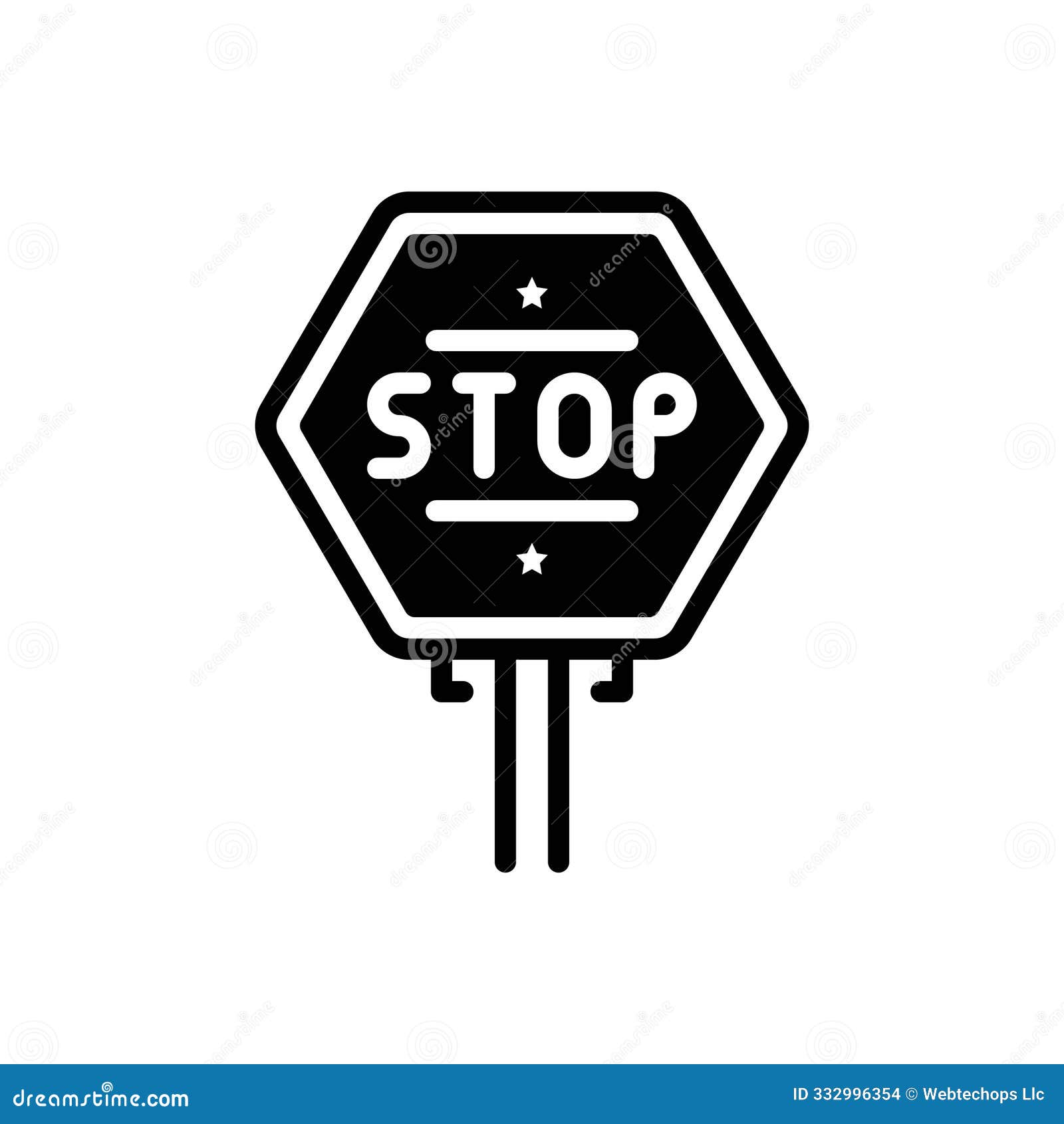 Black Solid Icon for Stop Sign, Stop and Road Stock Illustration ...