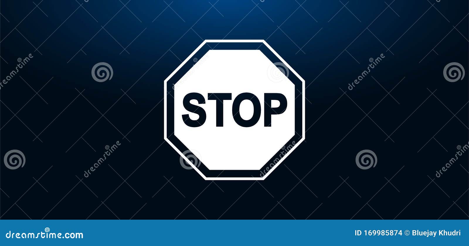 Stop Sign Icon Crystal Blue Banner Background Stock Illustration ...