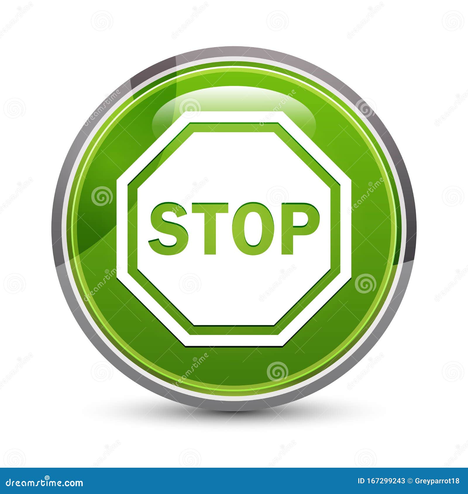 Stop Sign Icon Elegant Green Round Button Vector Illustration Stock ...