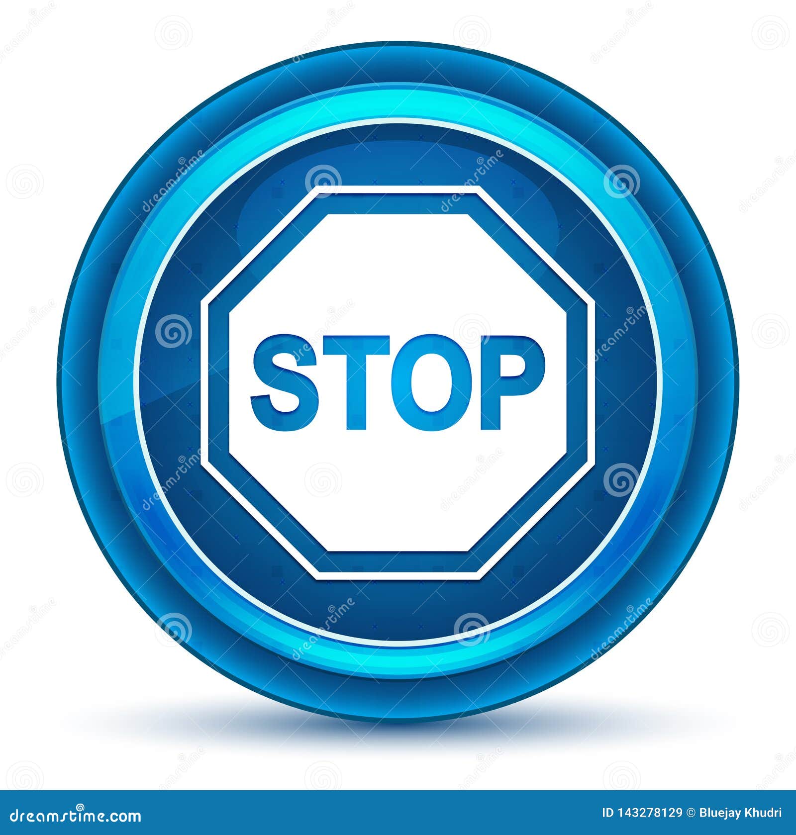 Stop Sign Icon Eyeball Blue Round Button Stock Illustration ...