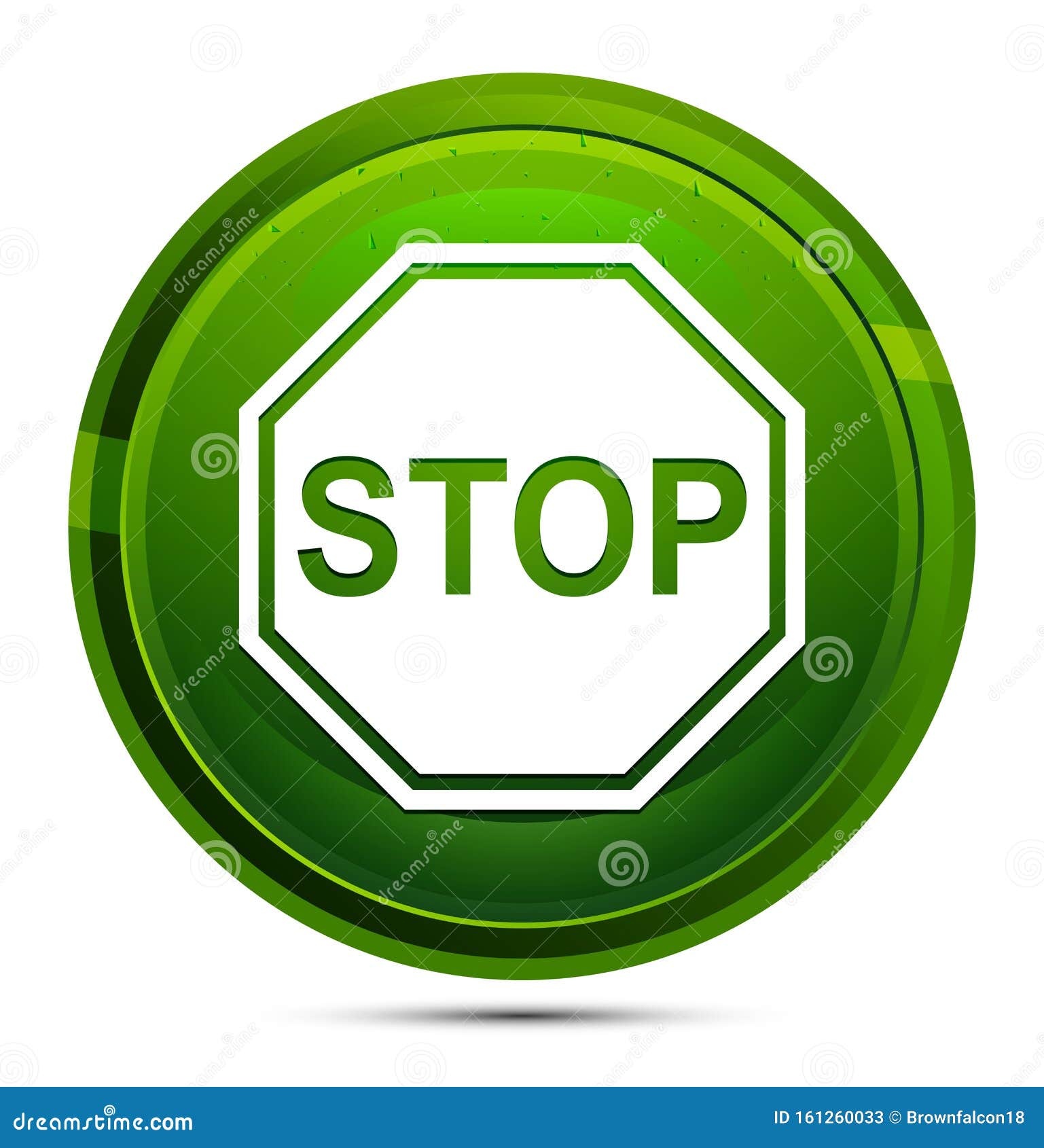 Stop Sign Icon Glassy Green Round Button Illustration Stock Vector ...