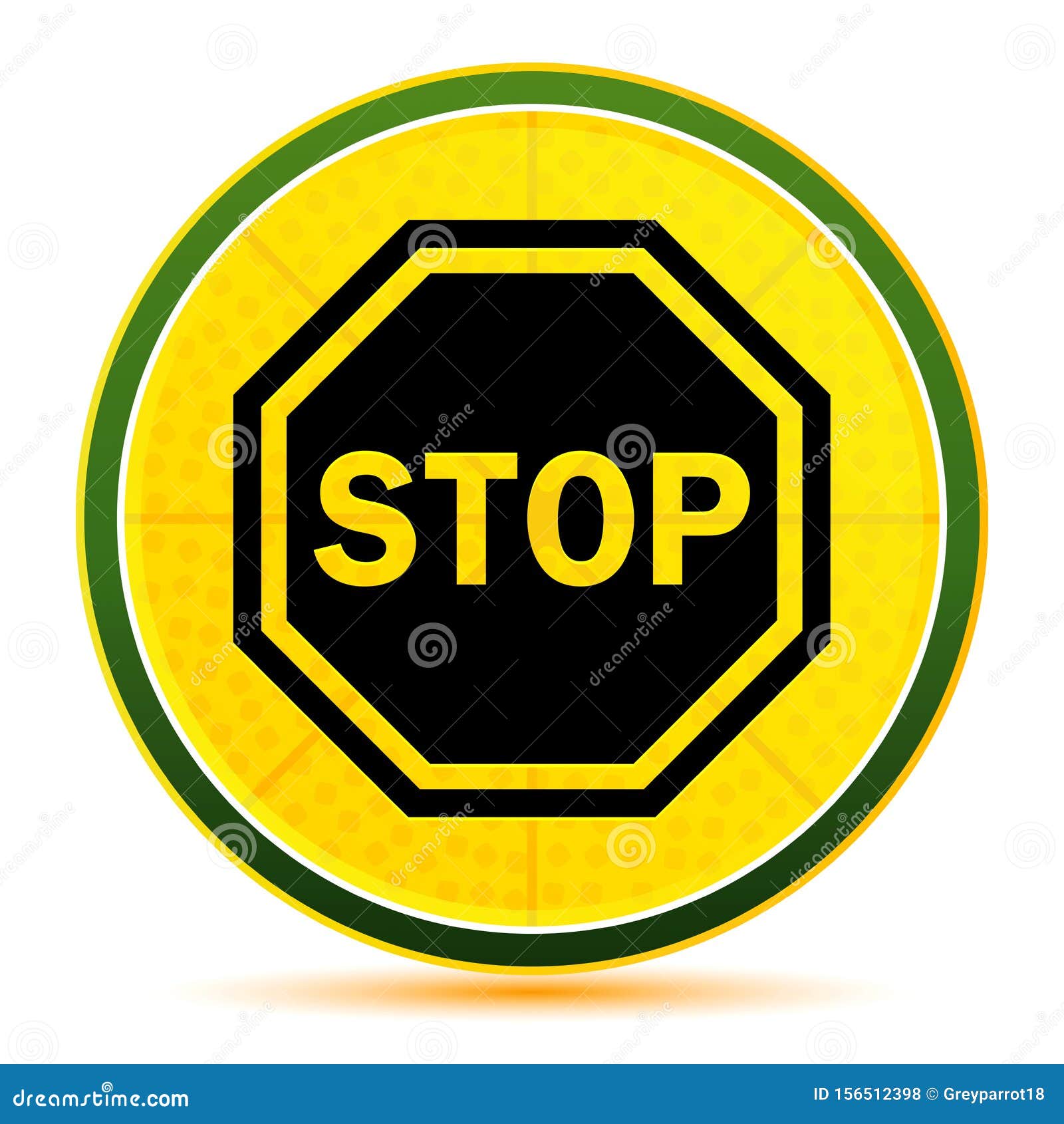 Stop Sign Icon Lemon Lime Yellow Round Button Illustration Stock ...