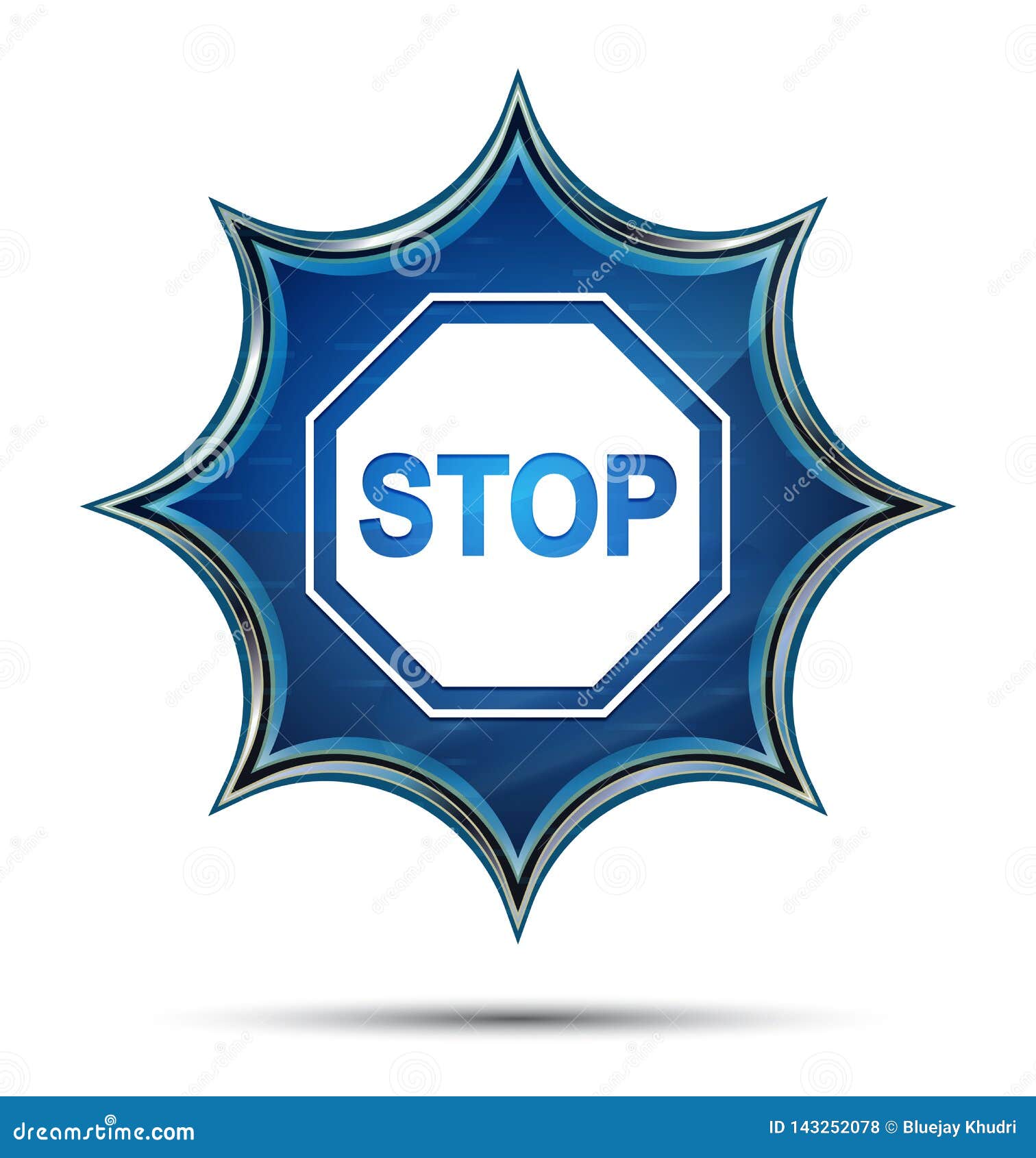 Stop Sign Icon Magical Glassy Sunburst Blue Button Stock Illustration ...