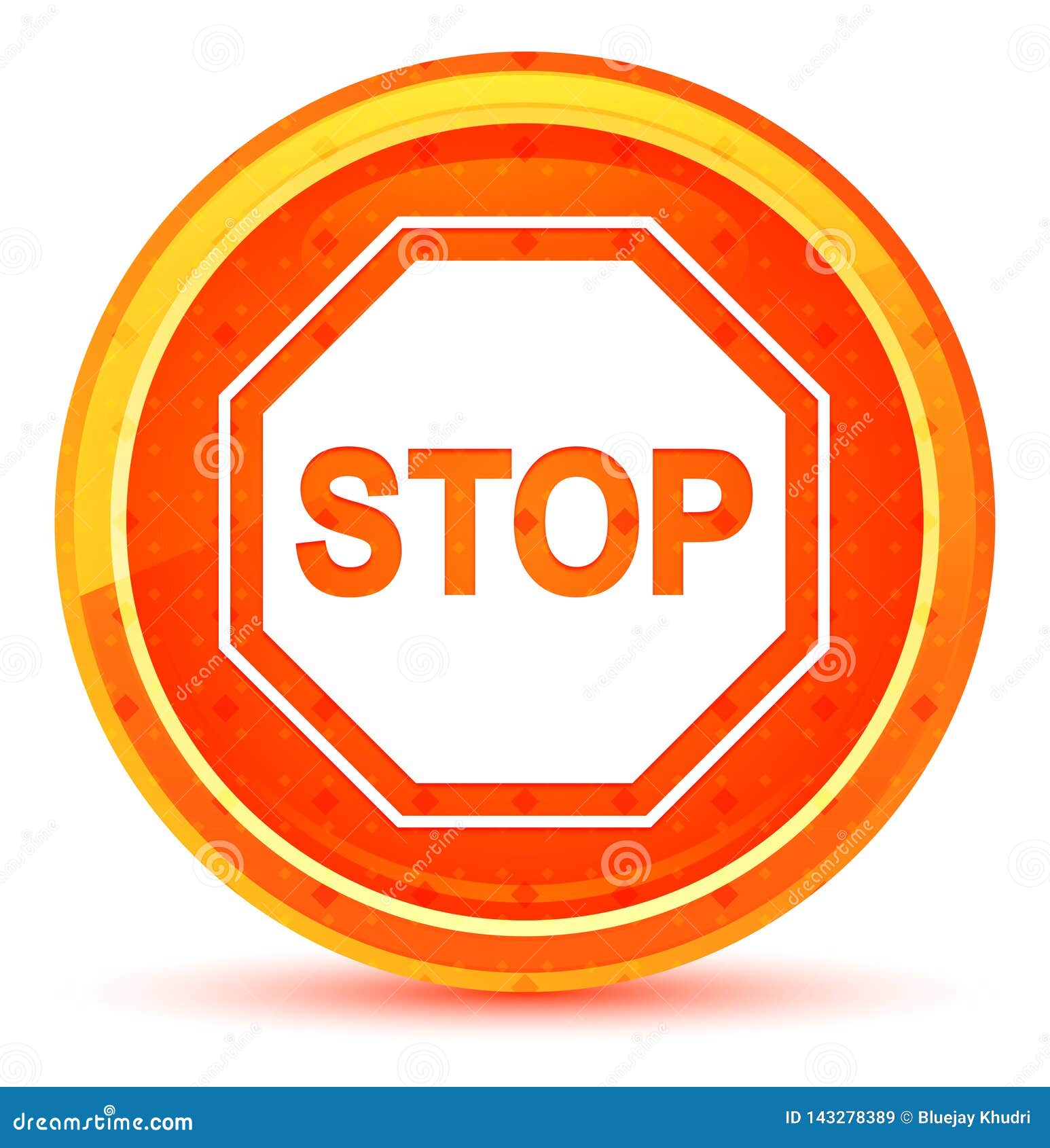 Stop Sign Icon Natural Orange Round Button Stock Illustration ...
