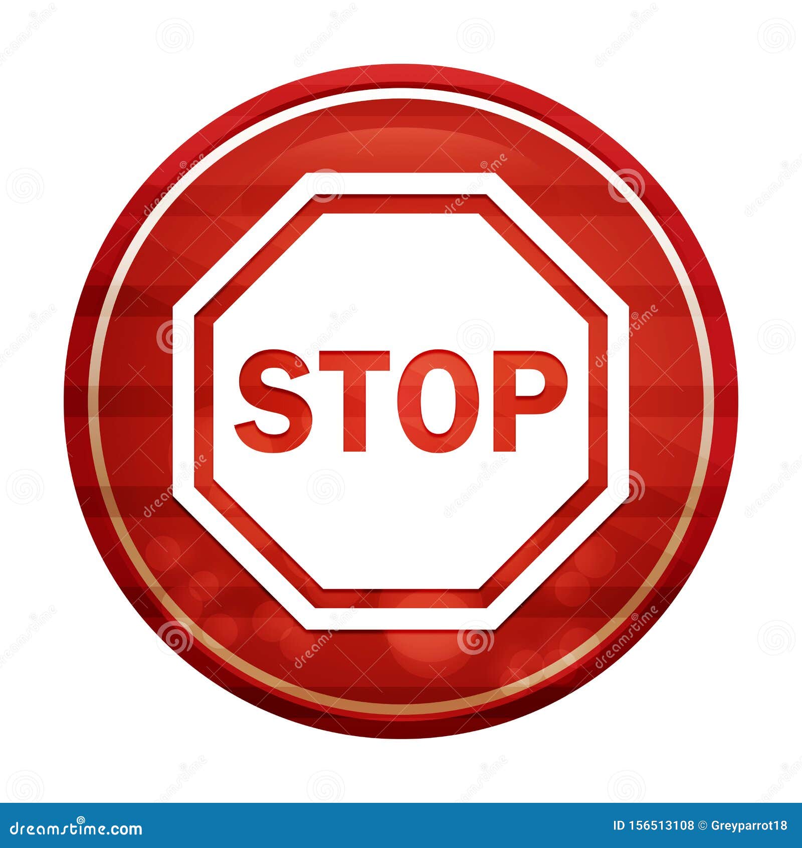 Stop Sign Icon Realistic Diagonal Motion Red Round Button Illustration ...