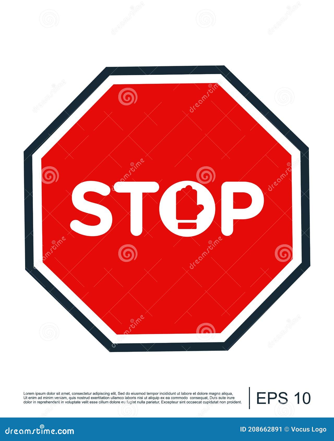 Stop Sign Icon with Text Flat Icon for Apps and Website Stock Vector ...