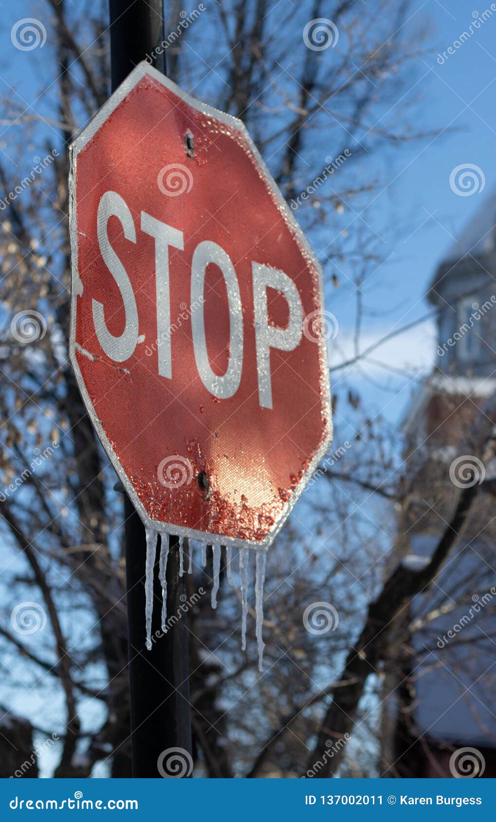 Sign of Canadian Winter stock image. Image of town, stop - 137002011