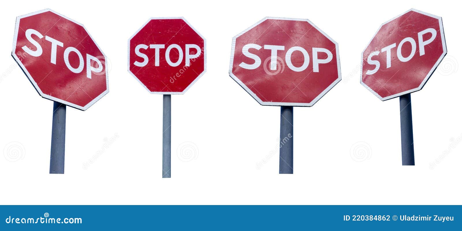 Stop Sign Isolate. Stop Signs on a White Blank Background in Different ...