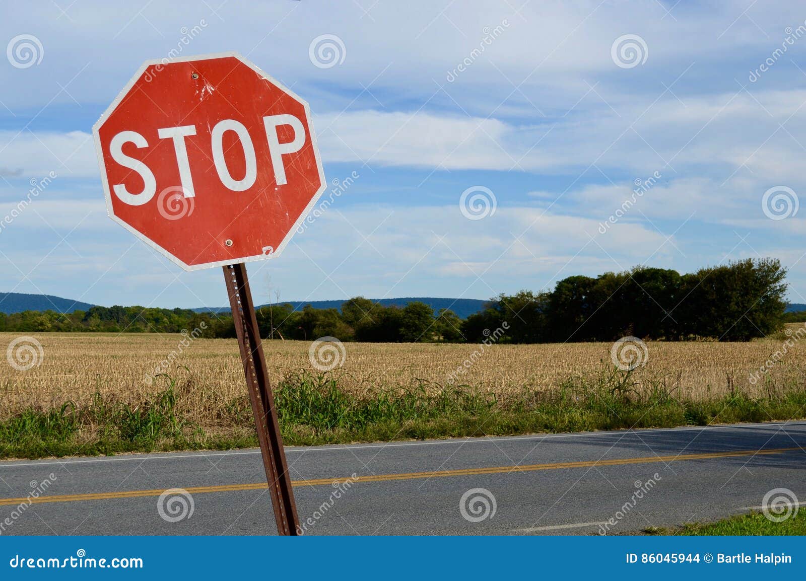Stop Sign stock photo. Image of america, road, field - 86045944