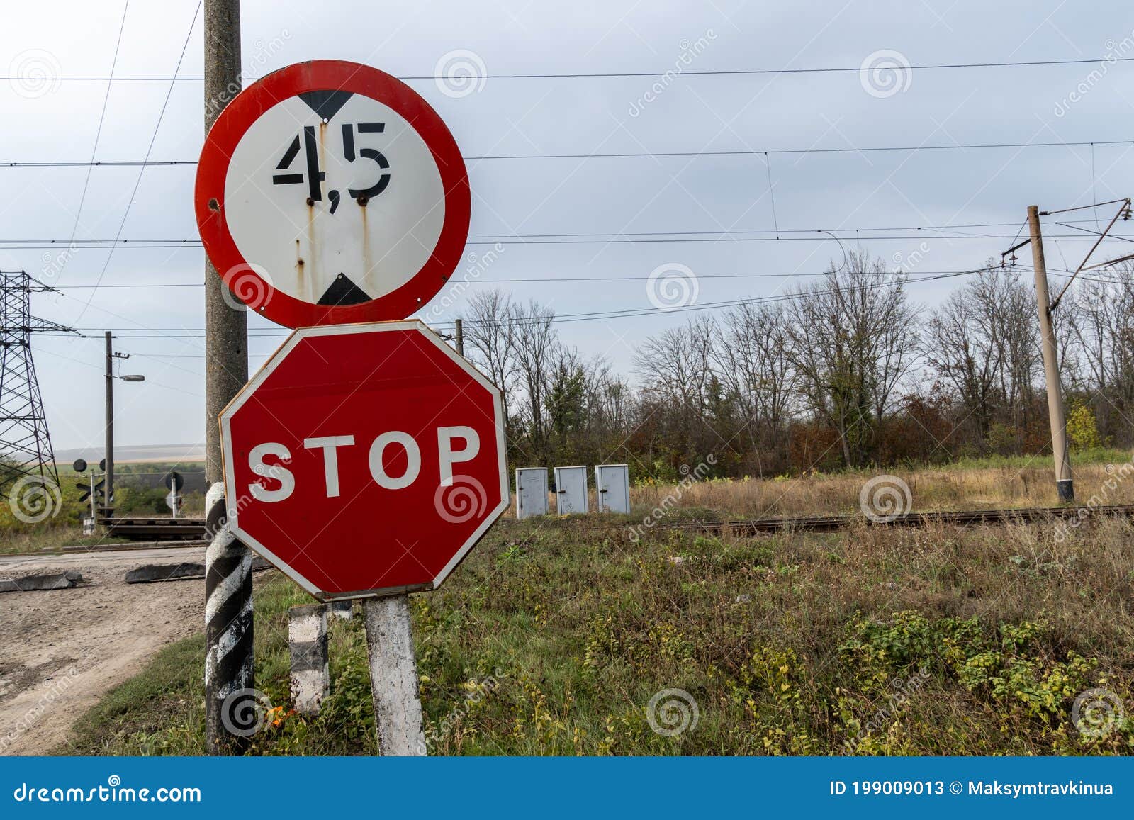 Stop Sign at a Level Crossing Undergoing Renovations Stock Image ...