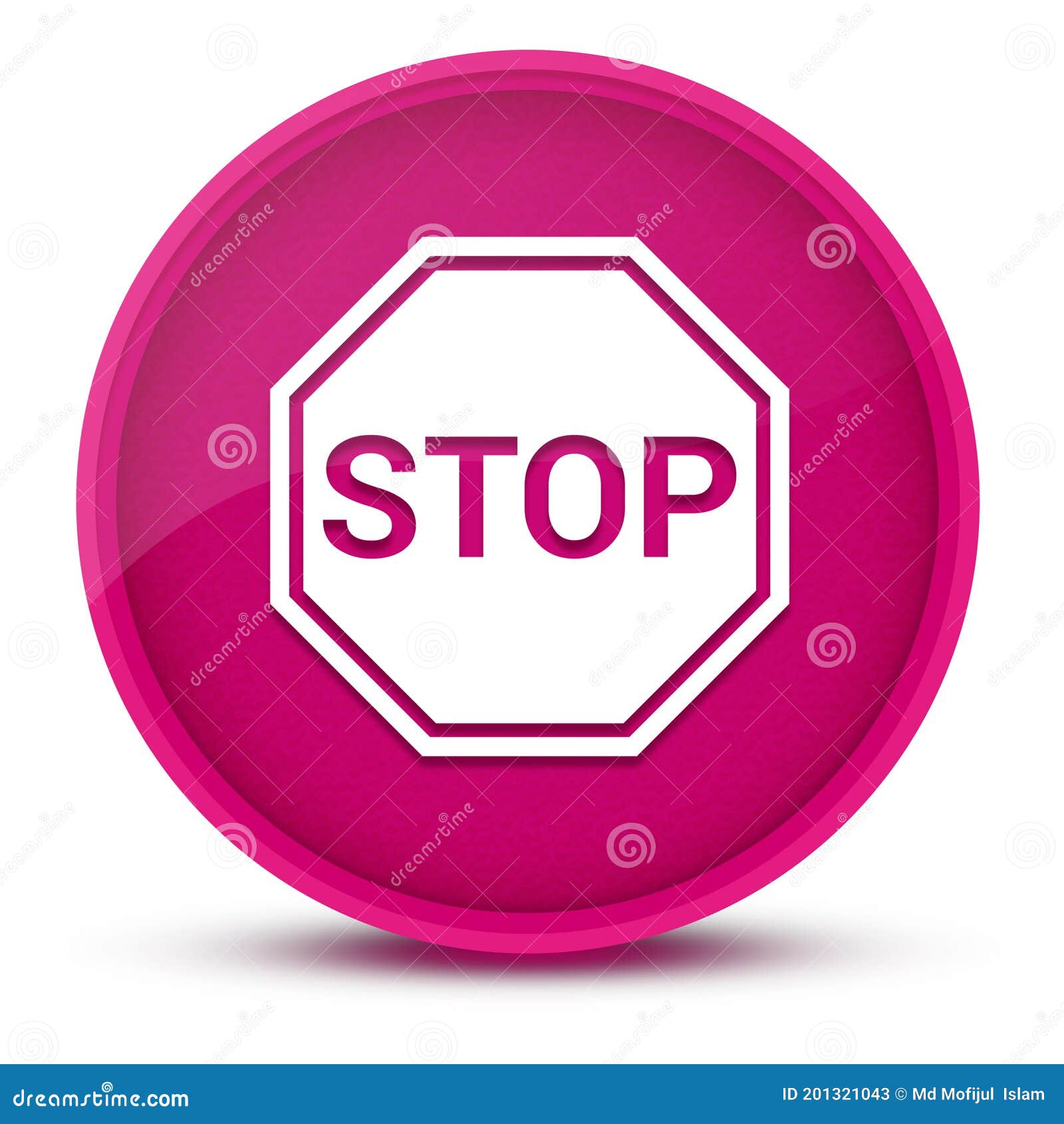 Stop Sign Luxurious Glossy Pink Round Button Abstract Stock ...