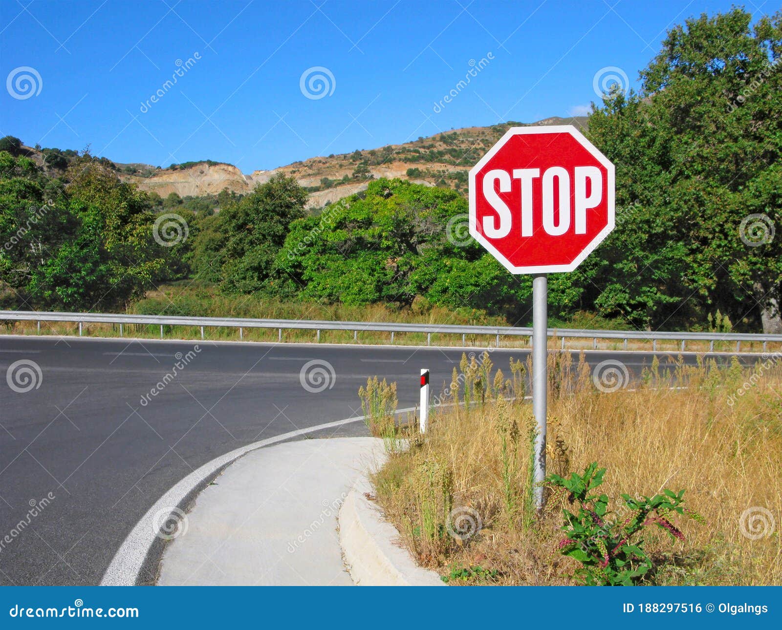 Stop Sign before on Main Road Stock Photo - Image of copy, beware ...